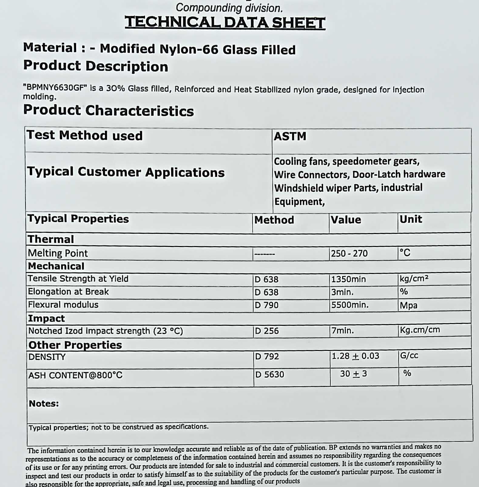 NYLON 66 GLASS FILLED 30,NYLON,Reprocess Granule,Injection Molding,Laravel